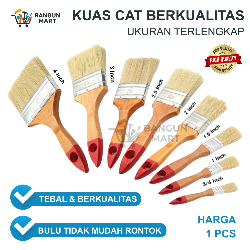 Jual Kuas Cat Serbaguna Gagang Kayu - High Quality / Kuas kayu 1inch ...