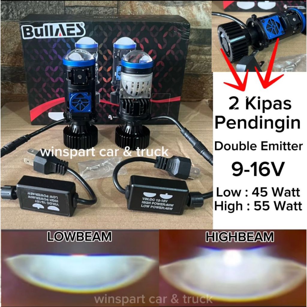 Jual Biled Mini AES H4 Super Bullaes Double Emitter Mini Projie Laser ...