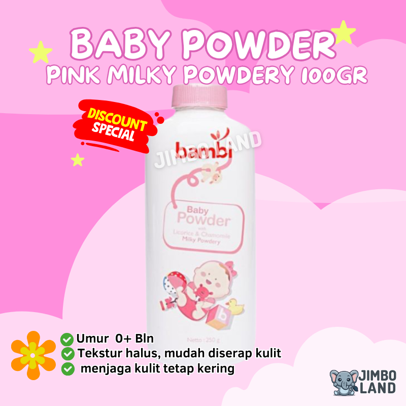 Jual Bambi Baby Powder Pink Milky Powdery 100gr | Bedak Bayi Tabur ...