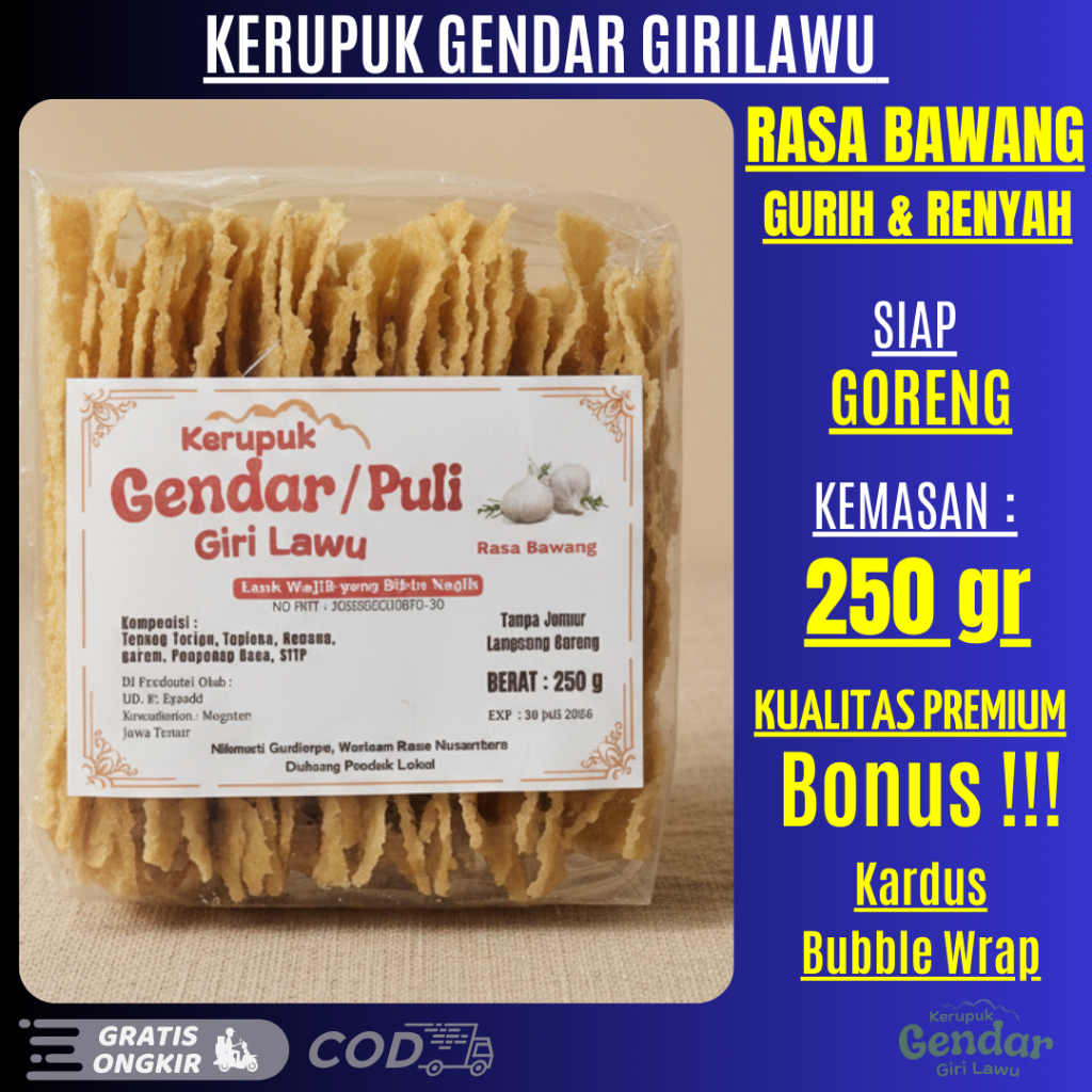Jual Kerupuk Gendar Puli 250gr – Mentah/Krupuk Siap Goreng Khas Madiun ...