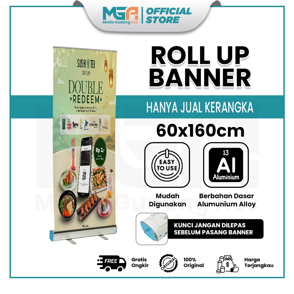 Jual Roll Up Banner 60x160cm Standing Display Frame Alumunium Import ...