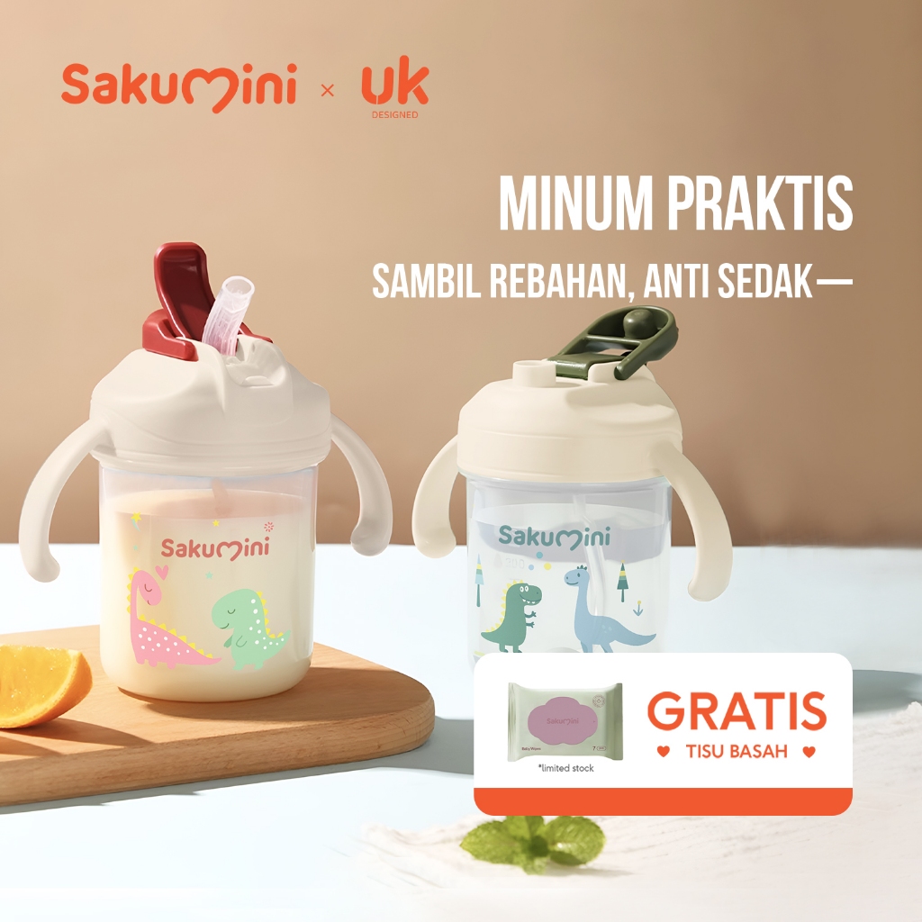 Jual Sakumini 3in1 Gelas Minum Sedotan Anak Training Straw Sippy Cup ...