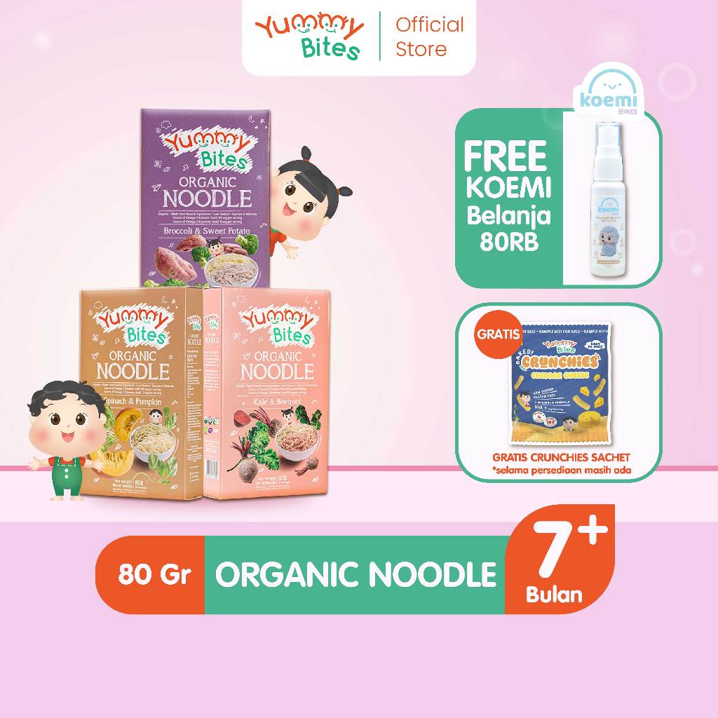 Jual [BEST SELLER] Yummy Bites Organic Noodle 80 GR Mie Bayi Organik ...