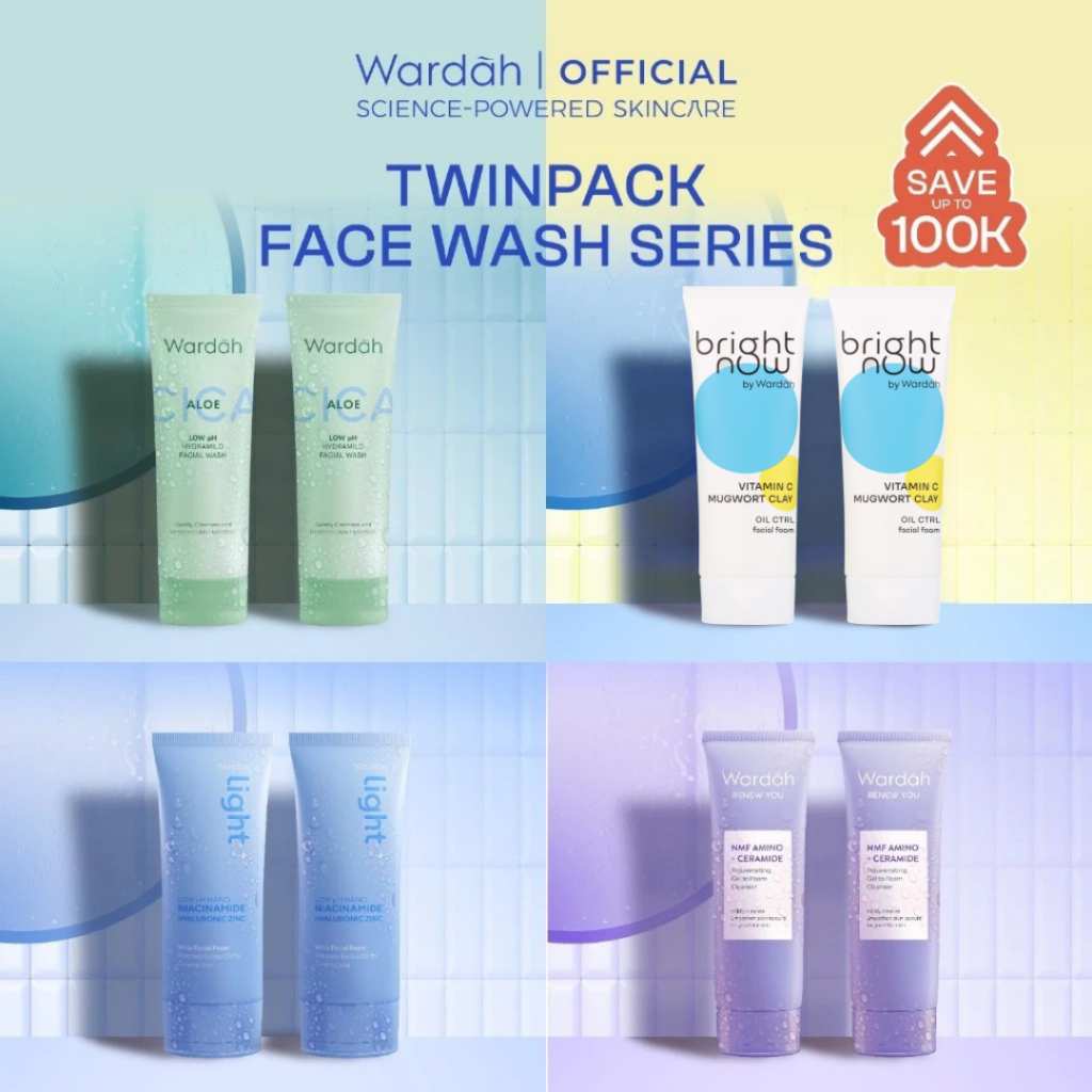 Jual Wardah Gentle Facial Wash Low PH Series 100 ml Twinpack (Sabun ...