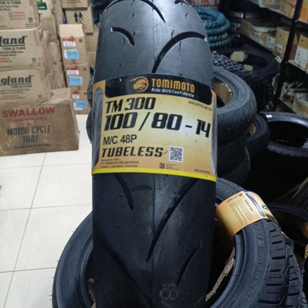 Jual Ban luar 100/80-14 TOMIMOTO TM300 TUBLESS FREE PENTIL | Shopee ...