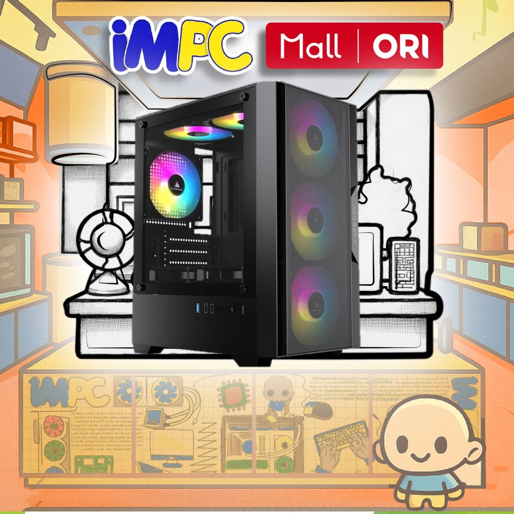 Jual ACEGEEK STRATUS MESH M-ATX PC Casing [WITH 4 RGB FAN] - BLACK ...