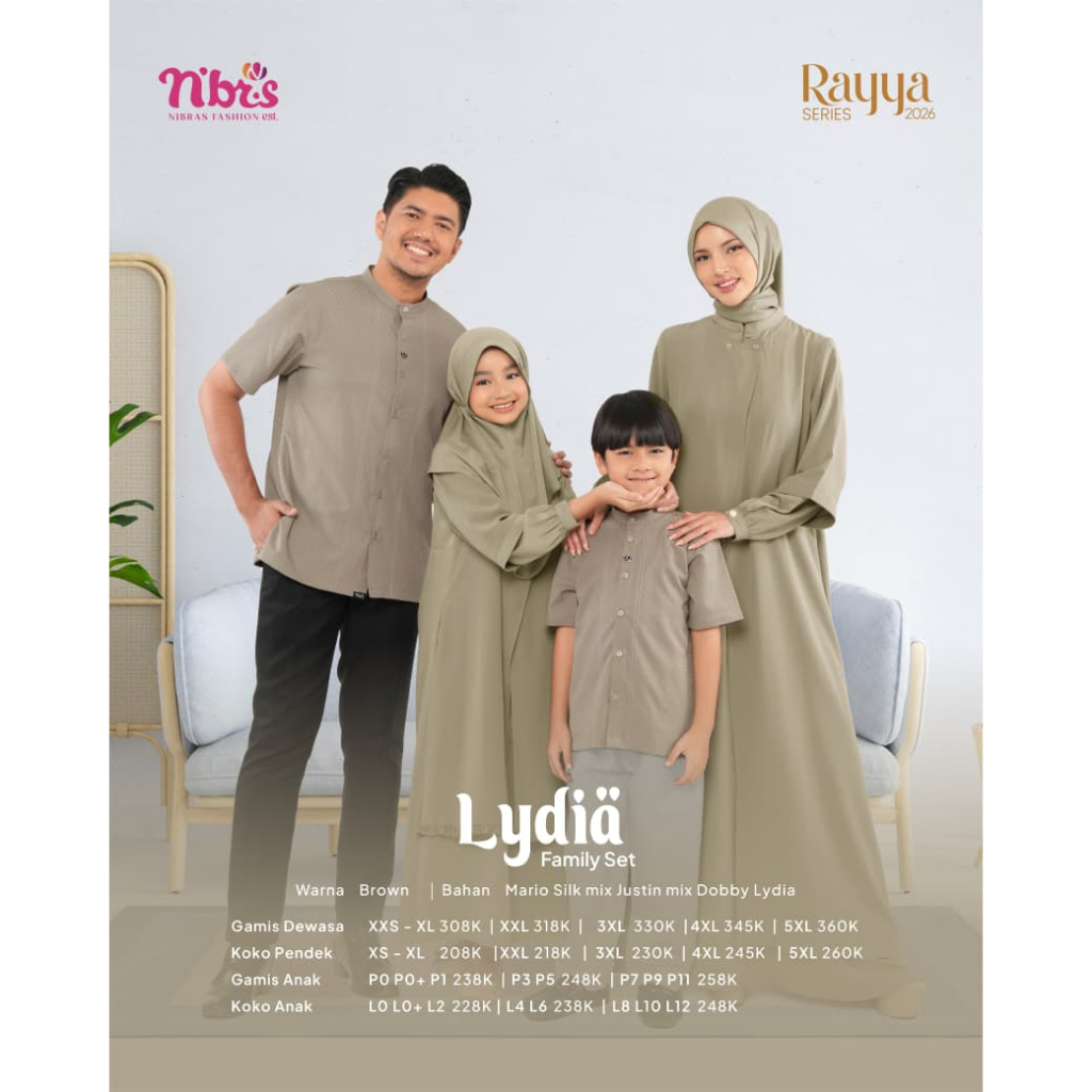 Jual Nibras Rayya Series 2026 Lydia Brown Sarimbit Keluarga Set Baju ...