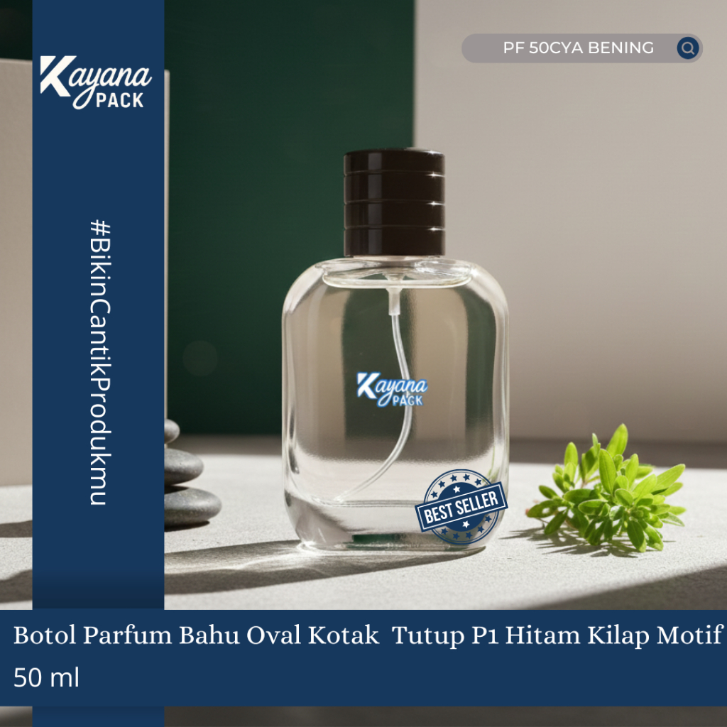 Jual BOTOL PARFUM 50ML KOTAK BAHU OVAL TUTUP KOTAK P1 HITAM KILAP MOTIF ...