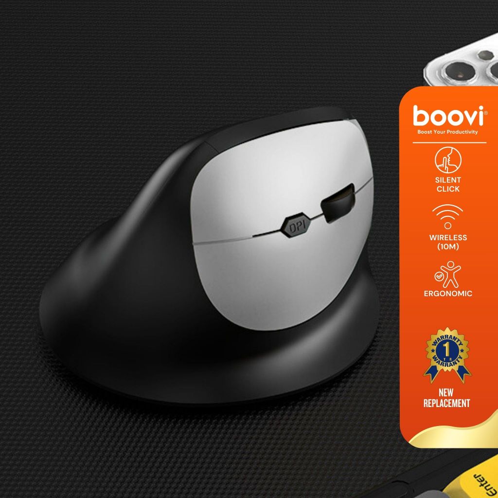 Jual BOOVI MX310 Vertical Wireless Mouse Silent Click 2.4Ghz Vertical ...