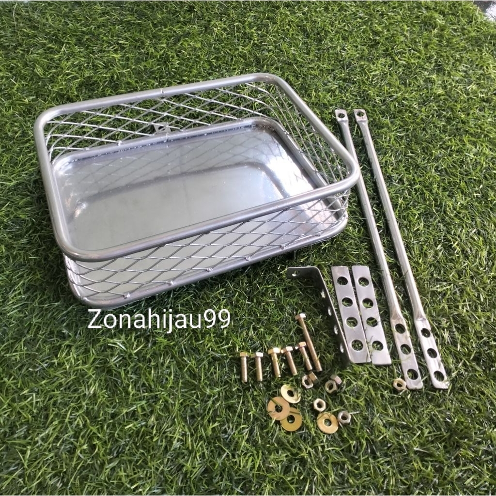 Jual Keranjang besi alas plat ful ram silver Coating keranjang sepeda ...
