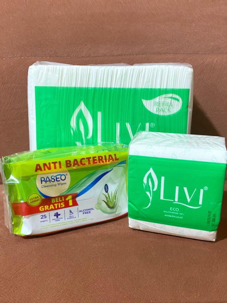Jual Bundle Paket Hemat / Livi Tisu Meja Eco (1 Pack) / Livi Tisu Wajah ...