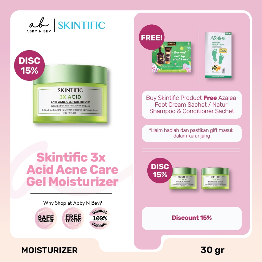 Jual AB - Skintific 3x Acid Acne-Care Gel Moisturizer [30gr ...