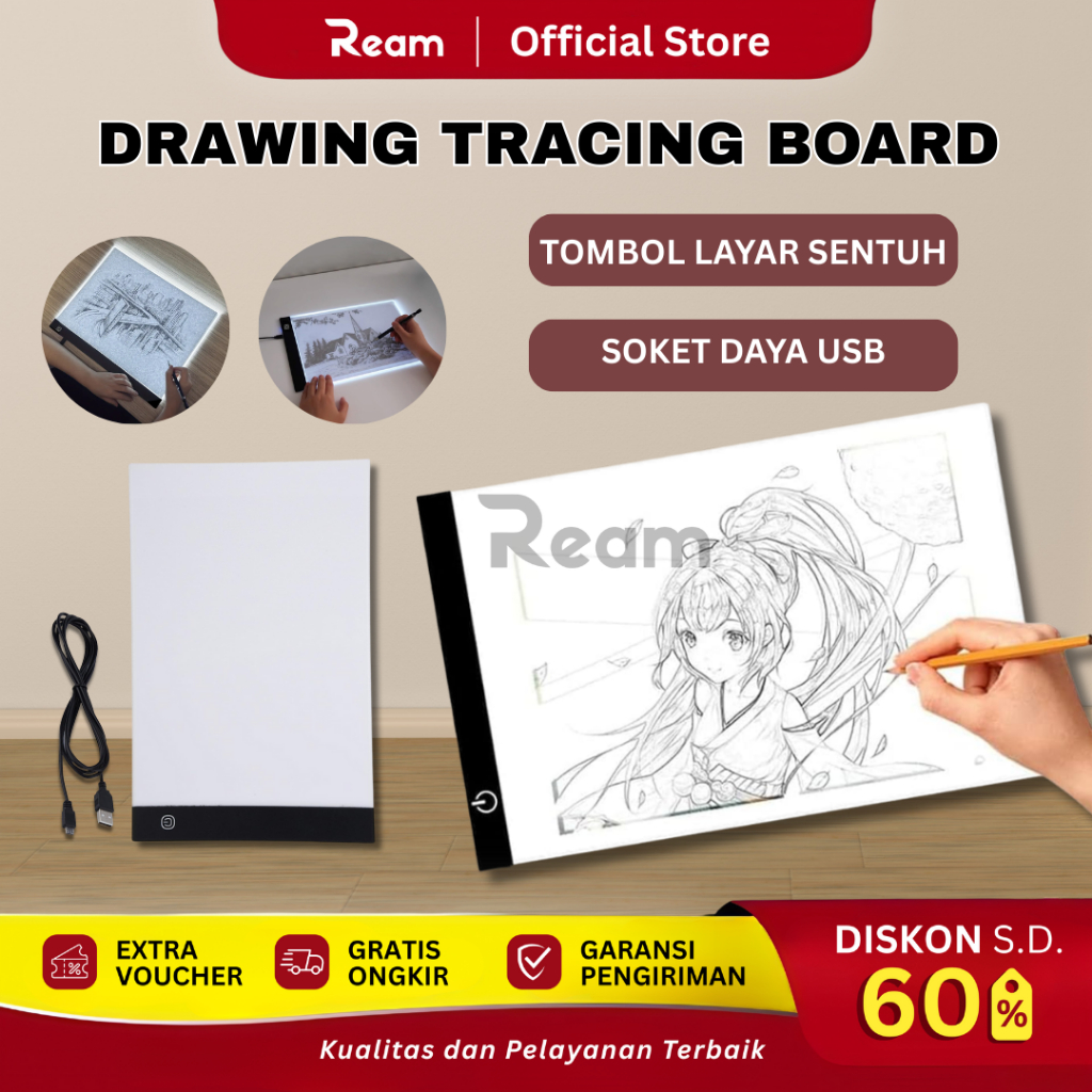 Jual REAM LED Tracing Board A4 A3 A5 Papan Jiplak Gambar Stensil Copy ...