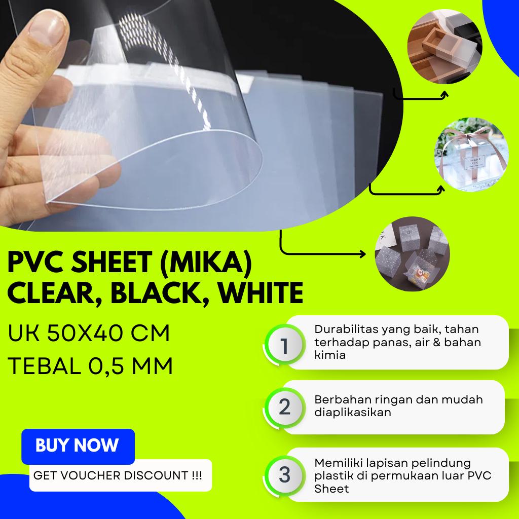Jual PVC Sheet Mika Transparan Serbaguna Ukuran 50x40 cm Tebal 0,5 mm ...