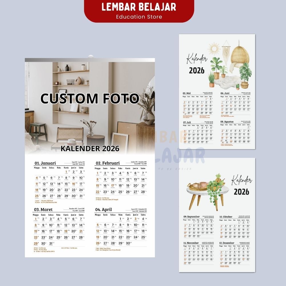 Jual LEMBAR BELAJAR Kalender Dinding Custom - Kalender Gantung 3 Lembar ...