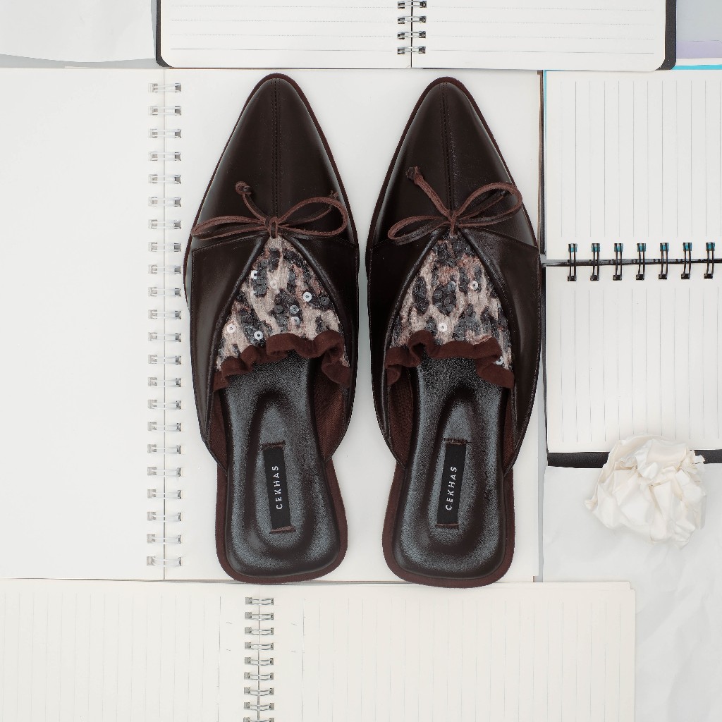 Jual CEKHAS - Caleste Mules Brown THE CONTRAST | Shopee Indonesia
