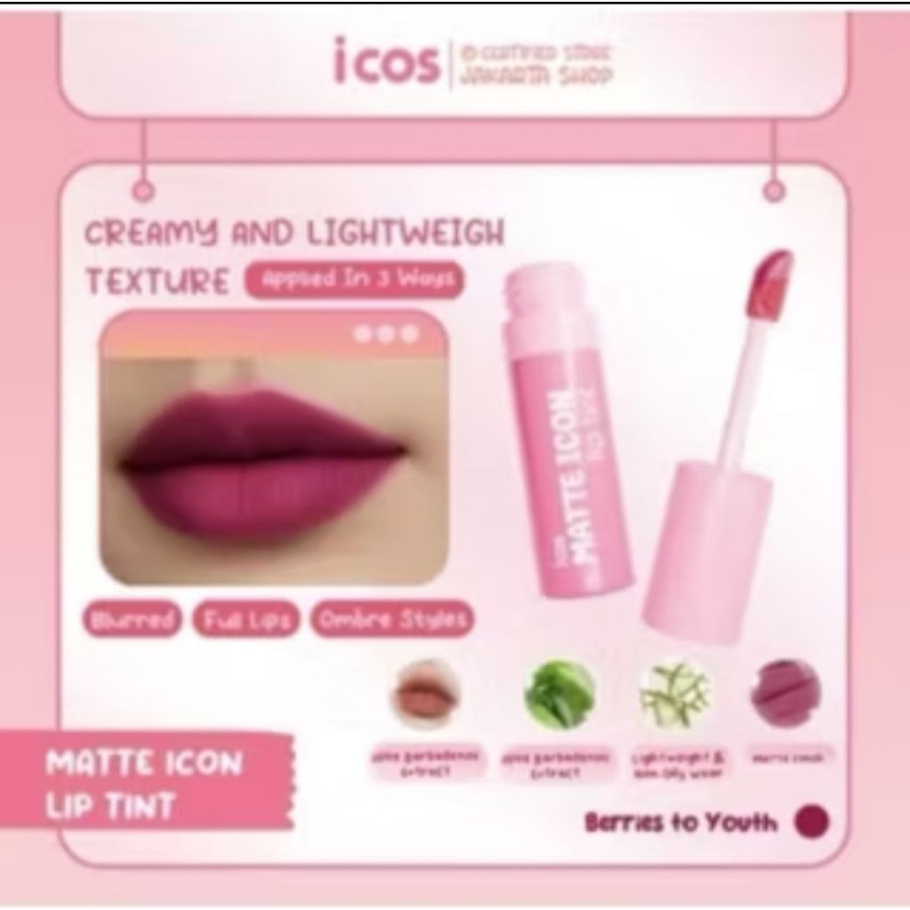 Jual Icos matte Icon Liptin 06 Berries to youth | Shopee Indonesia
