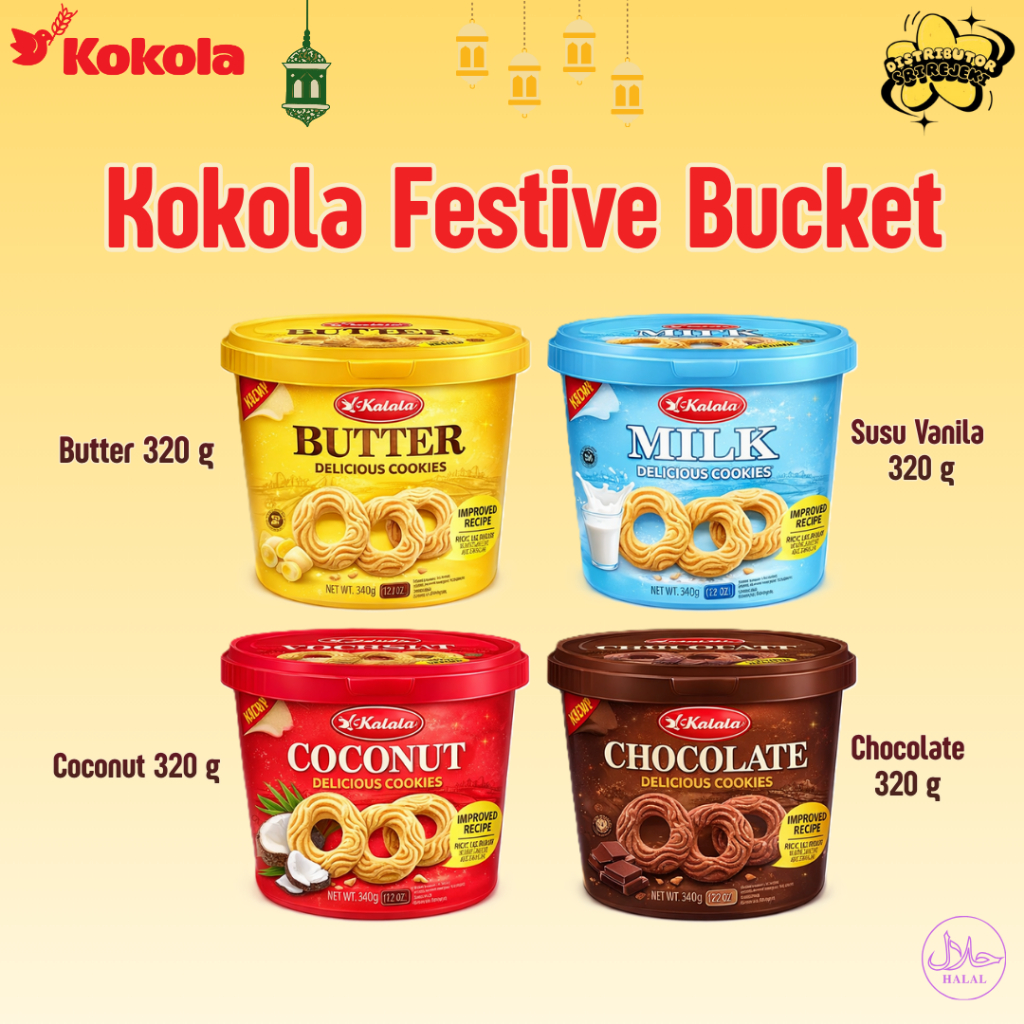 Jual Kokola Festive Bucket 320 g Varian Rasa Butter, Coconut, Chocolate ...