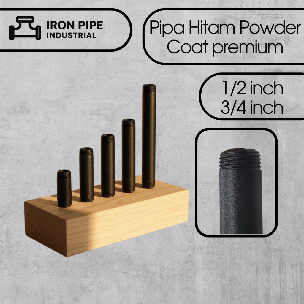 Jual Pipa Besi Hitam Industrial Powder Coating Premium 1/2 inch ...