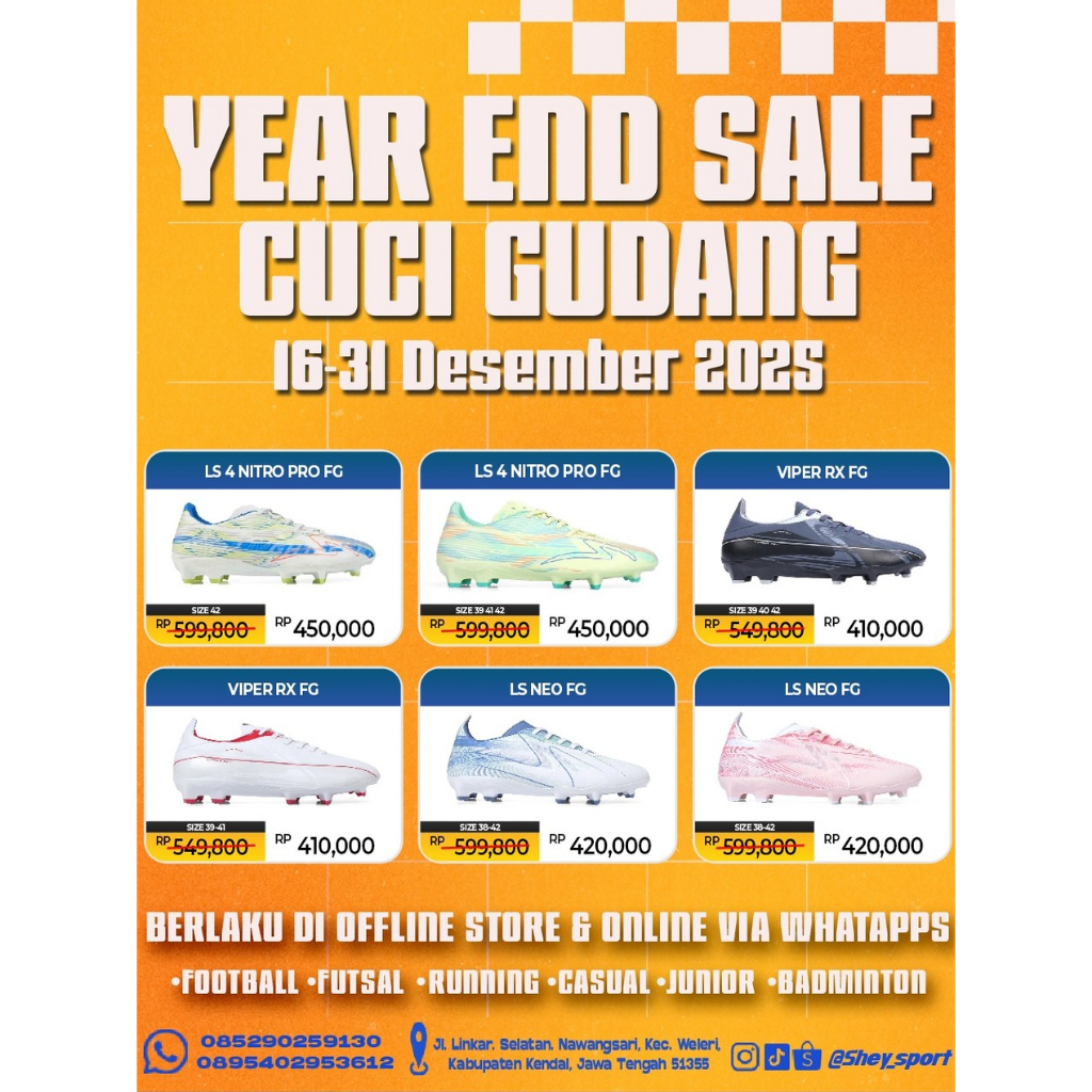 Jual SEPATU BOLA SPECS DISKON AKHIR TAHUN LS NEO FG , VIPER RX , LS 4 ...