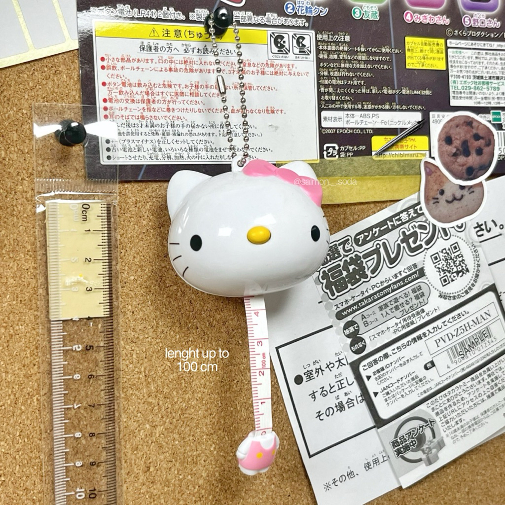 Jual hello kitty measuring tape keychain • meteran mini gulung measure ...