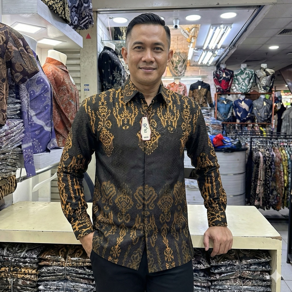 Jual STYLE READY Cokelat Tua Kemeja Batik Pria Serat Dobby Premium ...