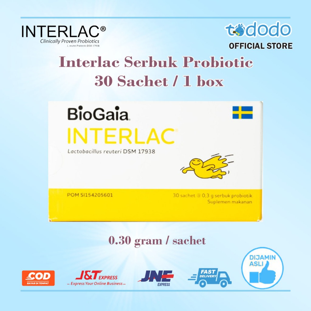 Jual Interlac Probiotik Anak 1 Box isi 30 Sachet @0.3 gram | Shopee ...