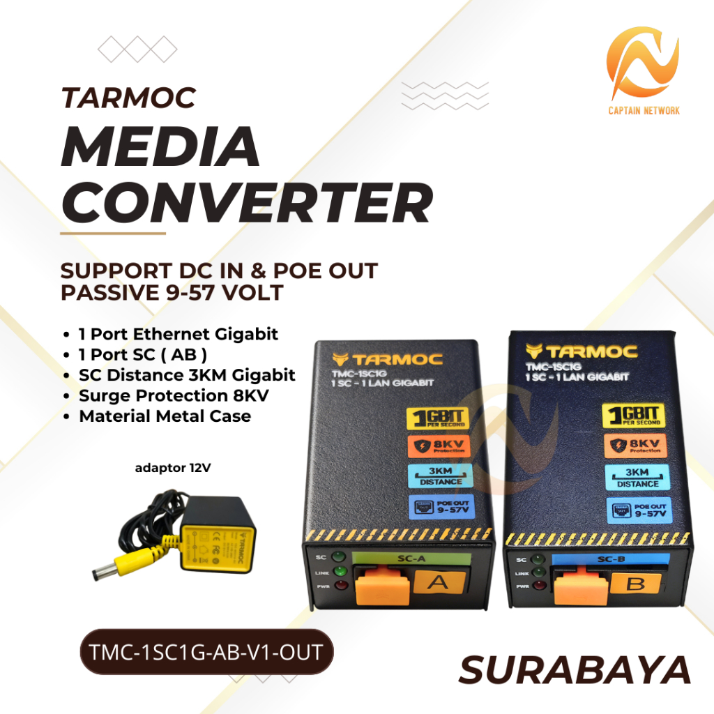 Jual Tarmoc TMC-1SC1G-P-V1-OUT | Media Converter 1FO 1LAN / 1 FO 1 LAN ...
