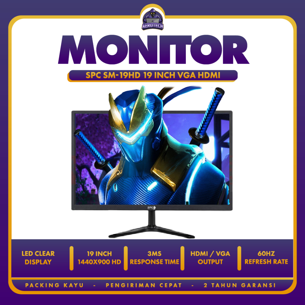 Jual MONITOR LED SPC SM-19HD 19 Inch VGA HDMI Garansi Resmi | Shopee ...
