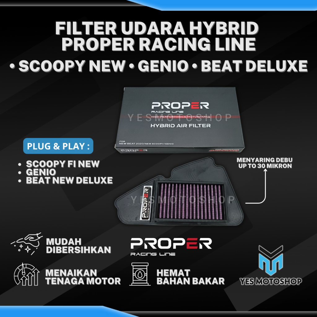 Jual AIR FILTER UDARA PROPER RACING LINE GENIO BEAT DELUXE SCOOPY NEW ...