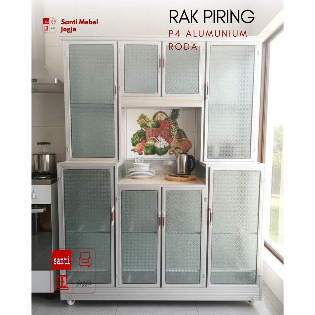Jual Lemari Dapur Rak Piring Aluminium Roda 4 pintu BMCRODA HDI Super ...