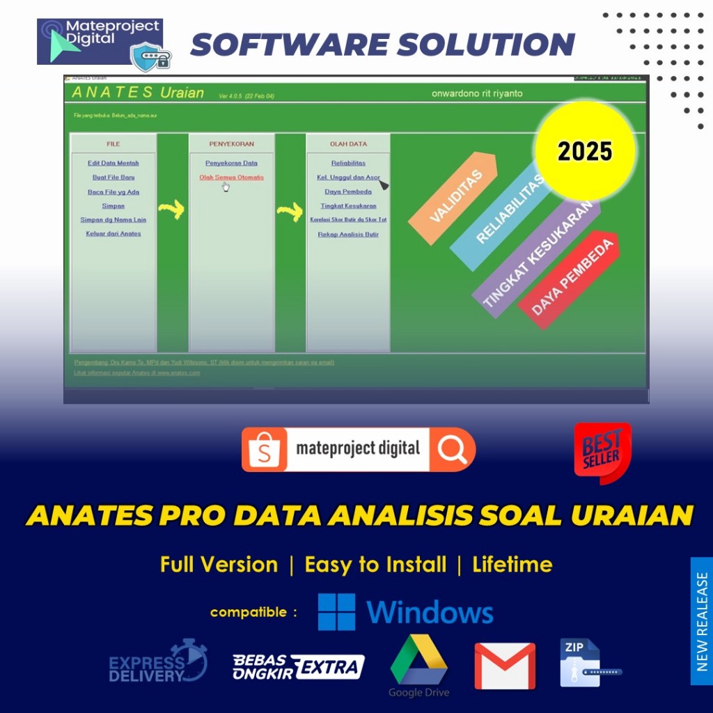 Jual Software Anates 4 Pro Full Version Data Analisis Butir Soal Uraian ...