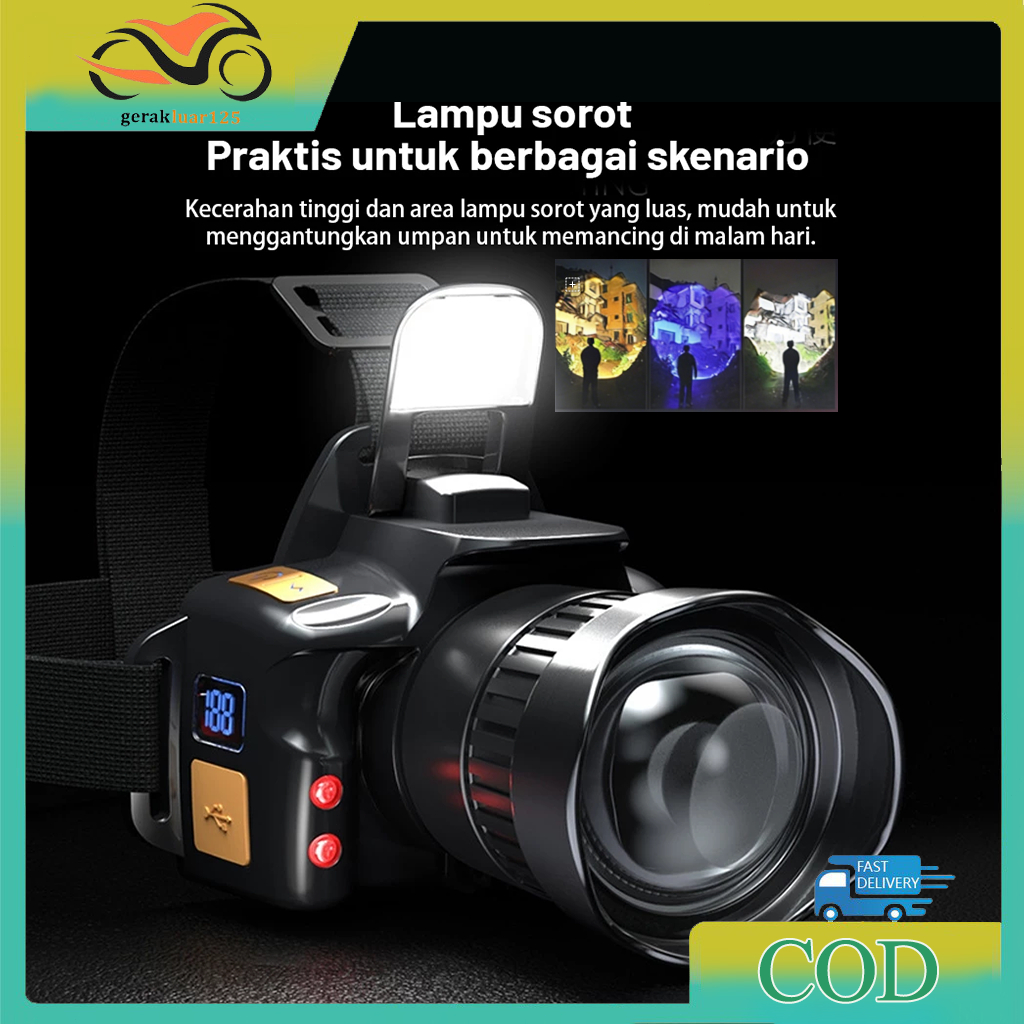 Jual Lampu Kepala 5000Lm Zoomable Usb-C Dapat Digunakan Sebagai Power ...