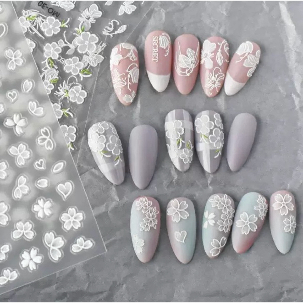 Jual STICKER KUKU 3D Embossed Japanese Flower Bunga Timbul Nail Art ...