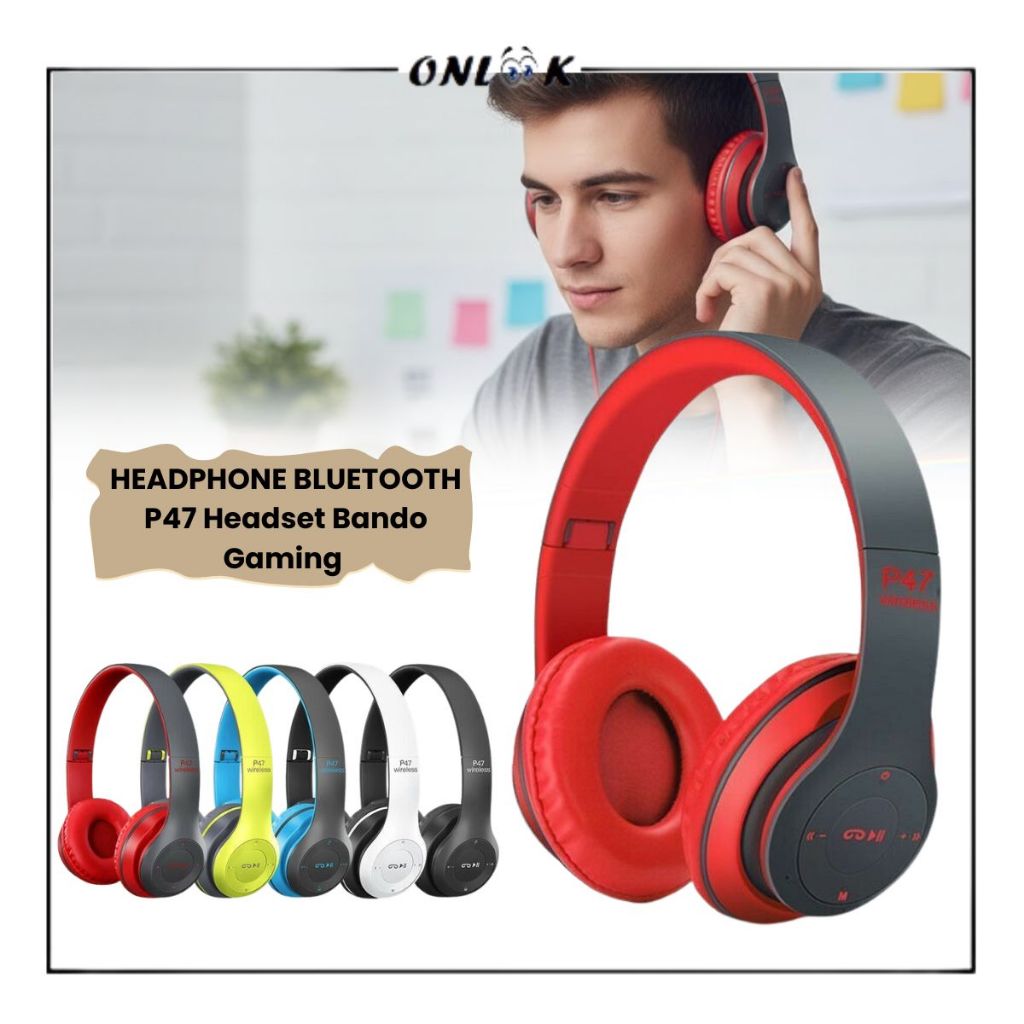 Jual HEADPHONE BLUETOOTH P47 Headset Bando Gaming Lipat Wireless Audio ...