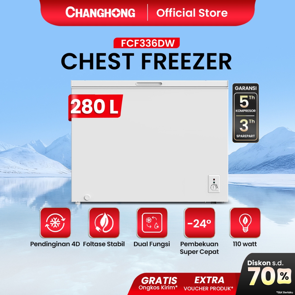 Jual Changhong Chest Freezer FCF336DW Kapasitas 280 Liter (Fast ...