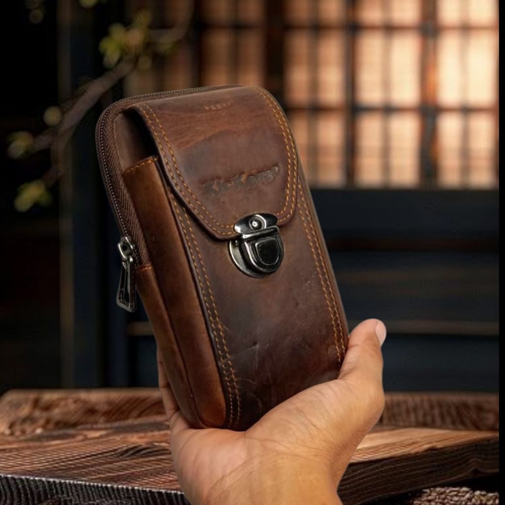 Jual Dompet Hp Pinggang Kulit Sapi Asli Crazy Horse | Shopee Indonesia