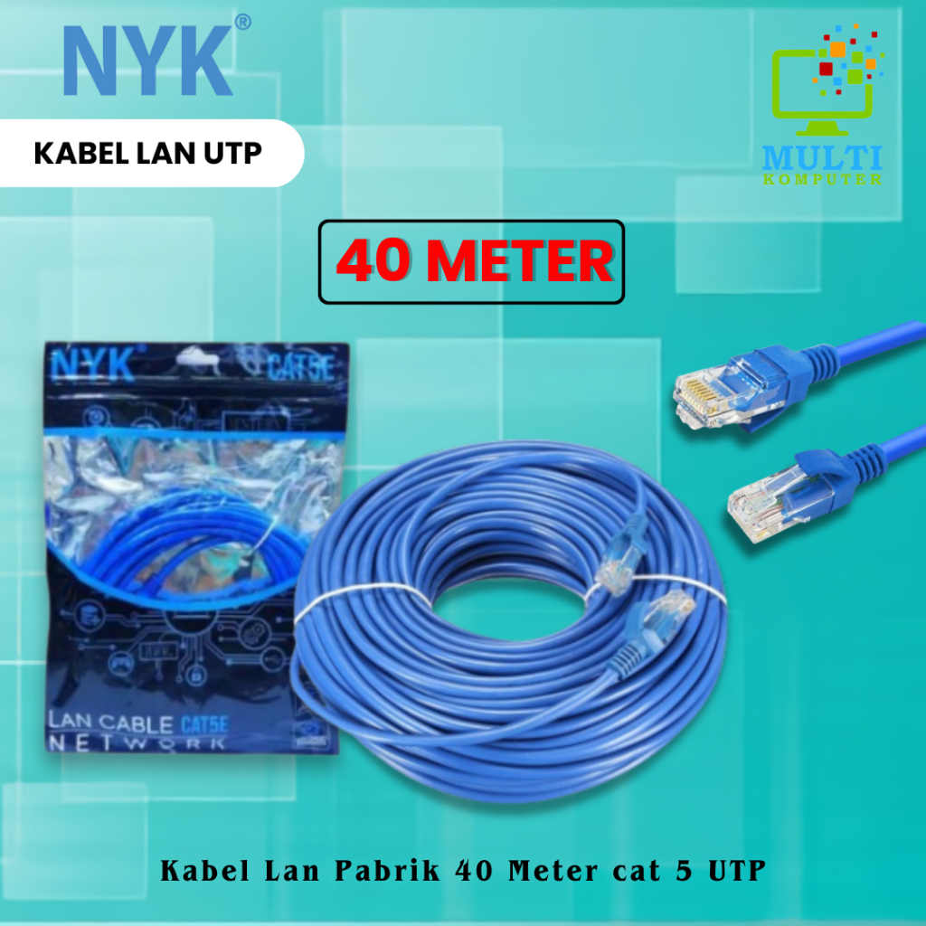 Jual Kabel LAN UTP 40M RJ45 Cat 5e Cable 40 Meter terpasang konektor ...