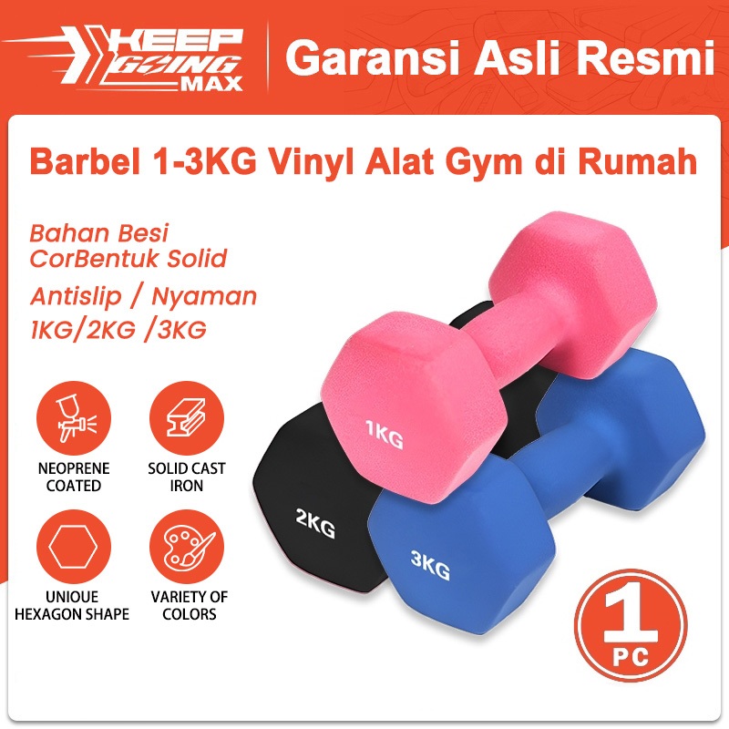 Jual Keep Going Max Dumbell Murah Anti Slip – Barbel 1-3KG Vinyl Alat ...