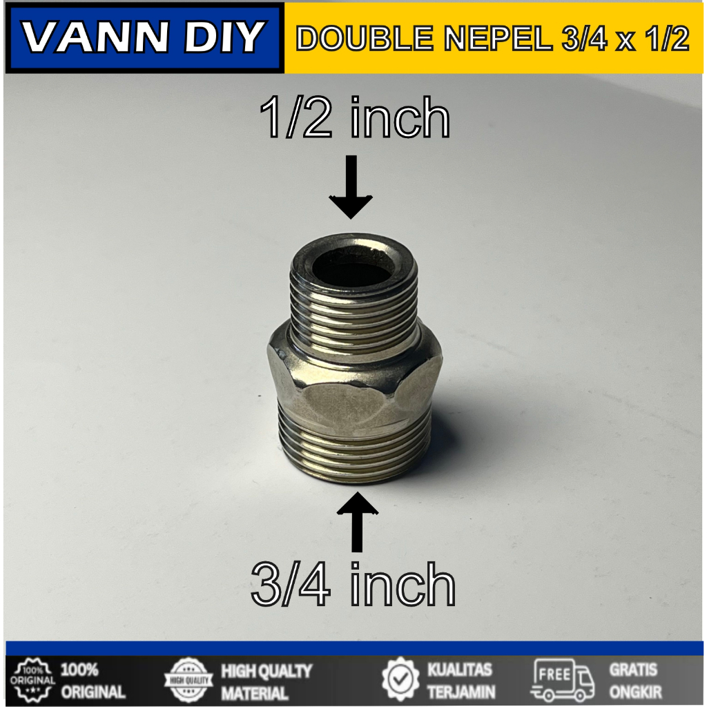 Jual Double nepel reducer stainless / Double nepel drat luar dalam 1/2 ...