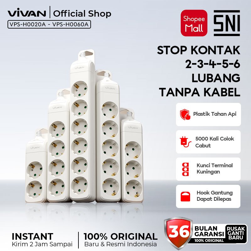 Jual [NEW] VIVAN Home Office Socket Series 4000 watt Tanpa Kabel Self ...