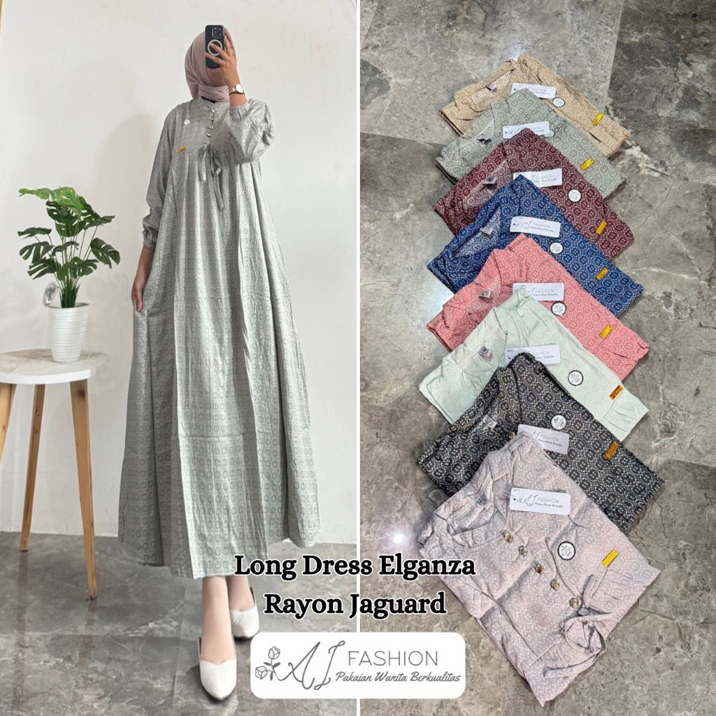 Jual Gamis lebaran long dress standar jumbo terbaru bahan rayon jaguar ...
