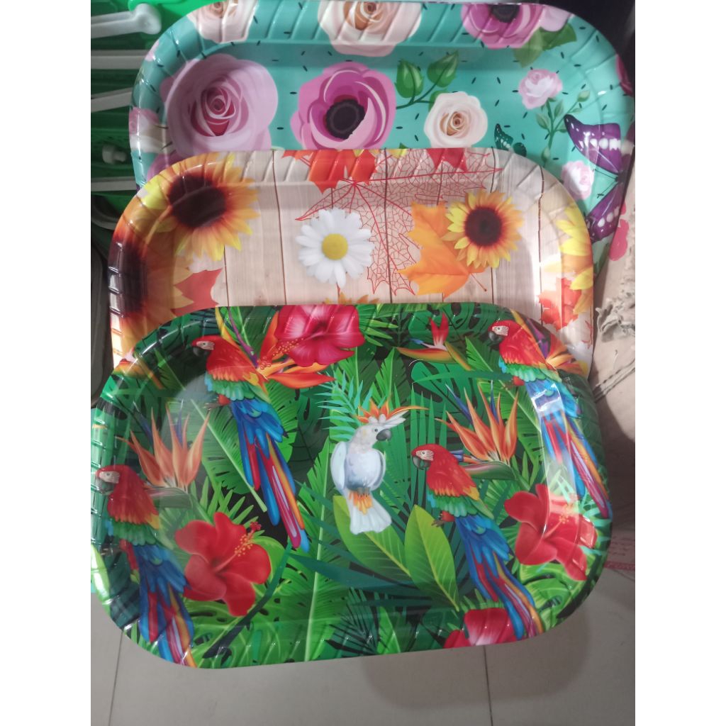 Jual COD 2 pcs nampan karakter bunga kecil/baki kotak plastik segi ...