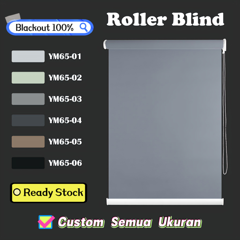 Jual Ready Stock - Tirai Gulung Roller Blind Blackout 100% Blokir ...