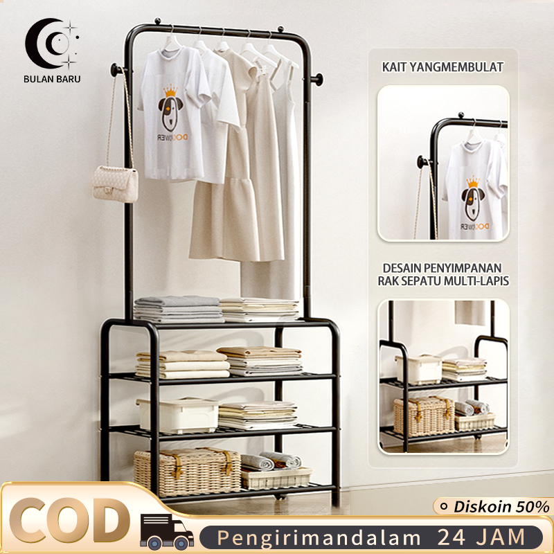 Jual COD Rak Gantung Baju Clothes Rak Penyimpanan Portable Rak Hanger ...