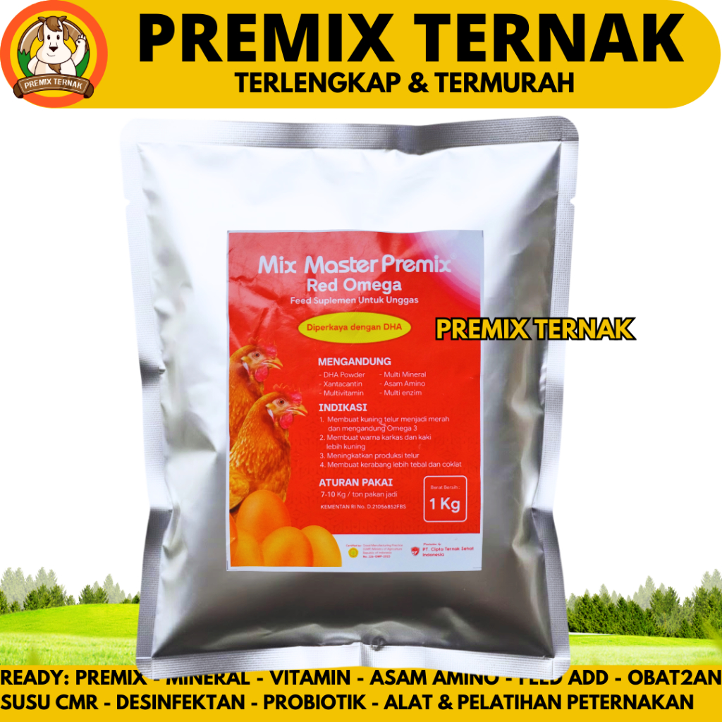 Jual MIX MASTER PREMIX RED OMEGA 1 KG - Suplemen Pemerah Kuning Telur ...