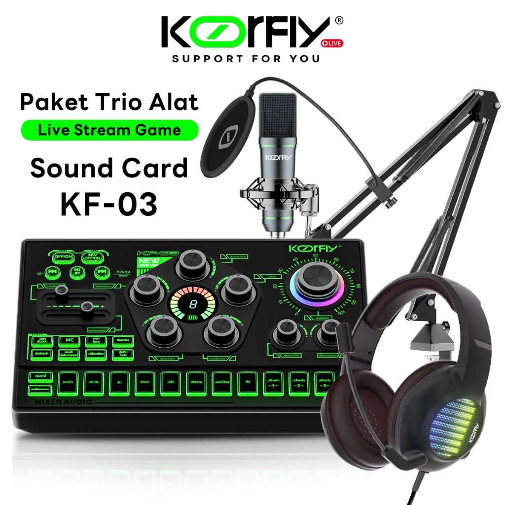 Jual Koorfly Kf03 Hitam Terbaru 48V Live Soundcard Bluetooth Mixer Set ...
