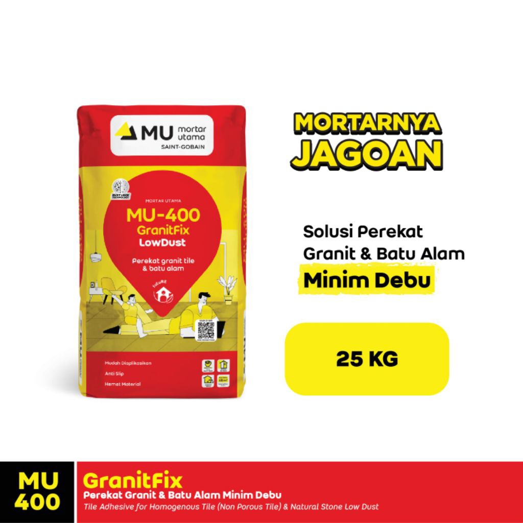 Jual Mortar Utama MU-400 GranitFix LowDust Perekat Granite Tile dan ...
