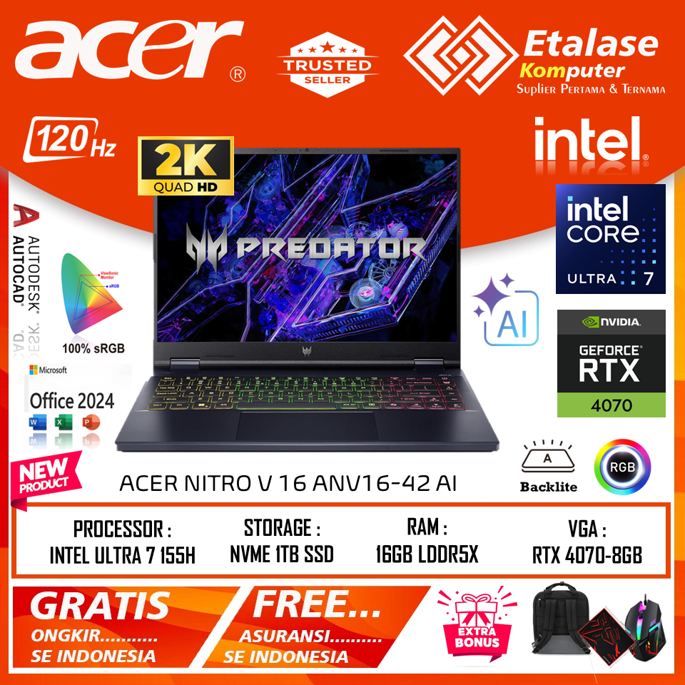 Jual ACER PREDATOR Helios Neo 14 PHN14-51 Intel Ultra 7 155H 16GB 2TB ...