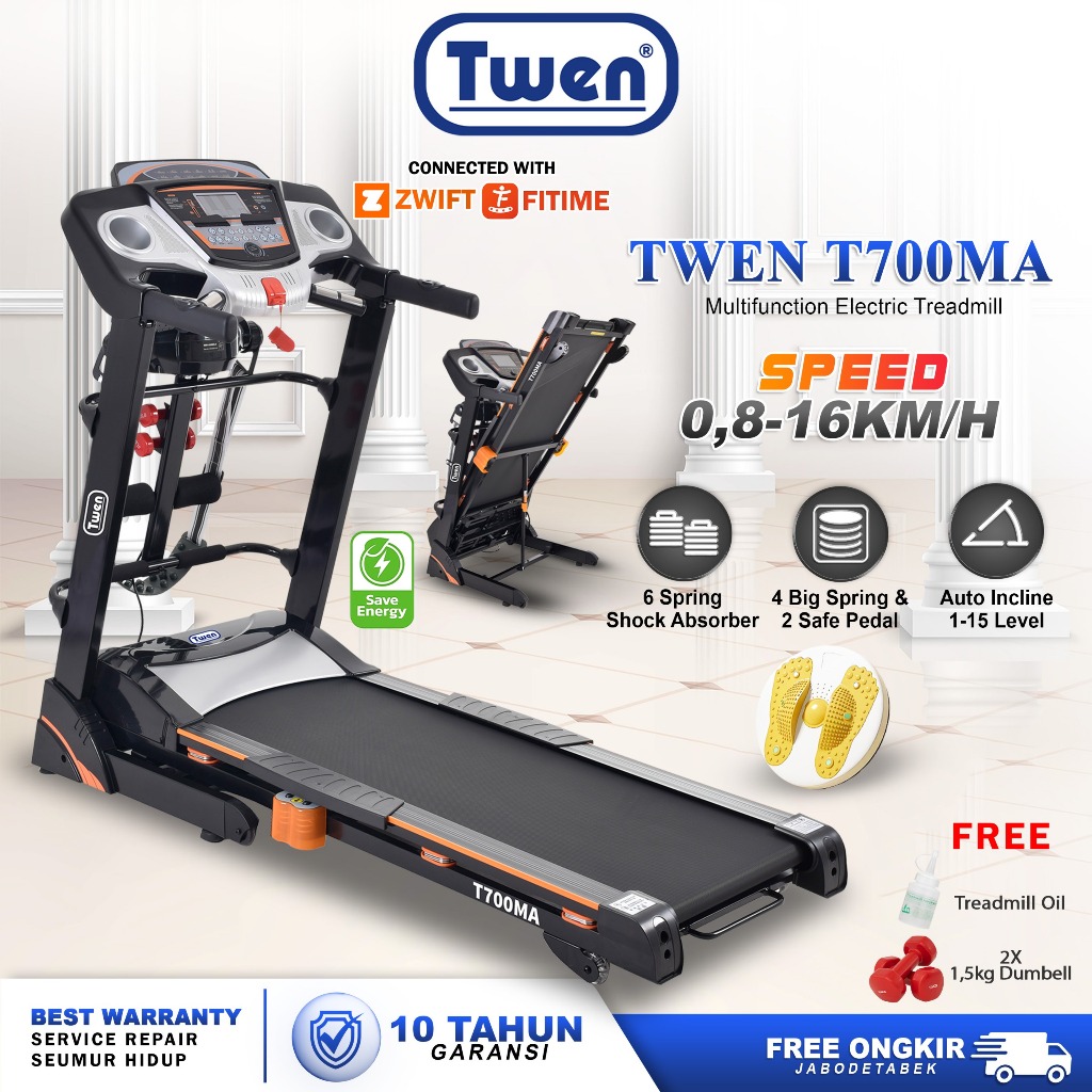 Jual TWEN T700MA Treadmill Listrik Treadmill Portable Treadmill ...
